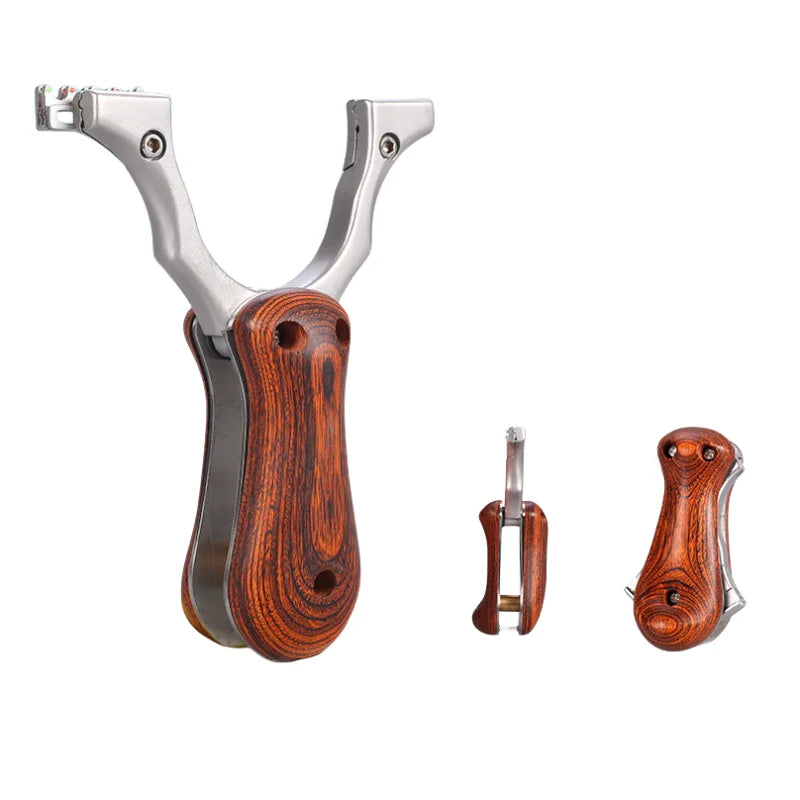 Foldable Slingshot Solid Wood Handle Stainless Steel Great For Hunting ...